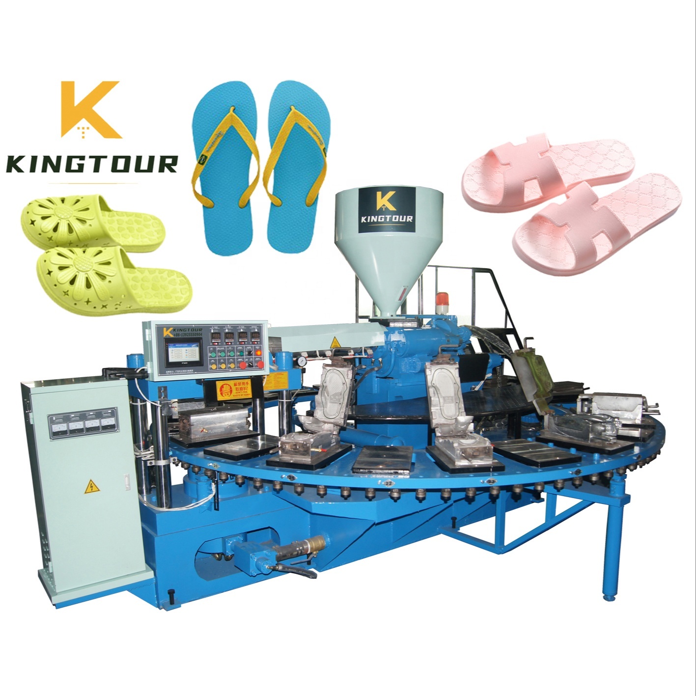 Rotary One Color Slipper Maker Machine 18500W Shoe Manufacturing Machines